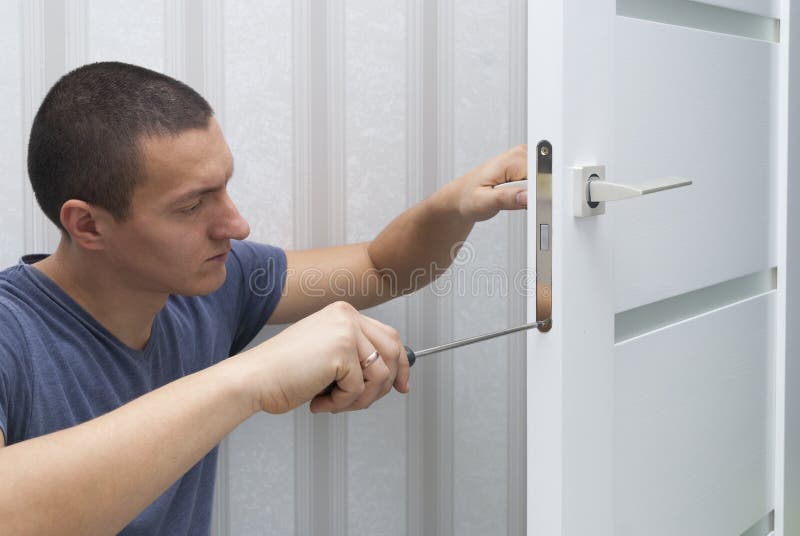 Door lock repair stock image. Image of repair, lock - 168420561