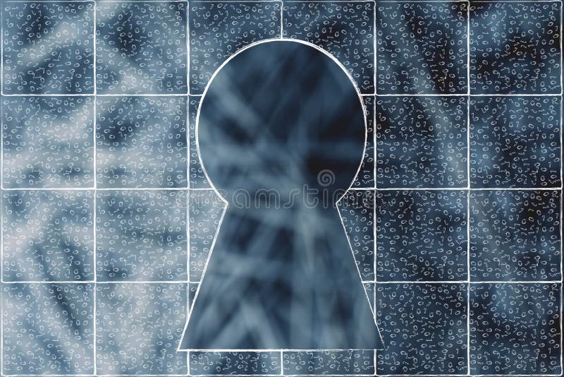Door Lock Surrounded by Wall of Messy Binary Code Blocks Stock ...