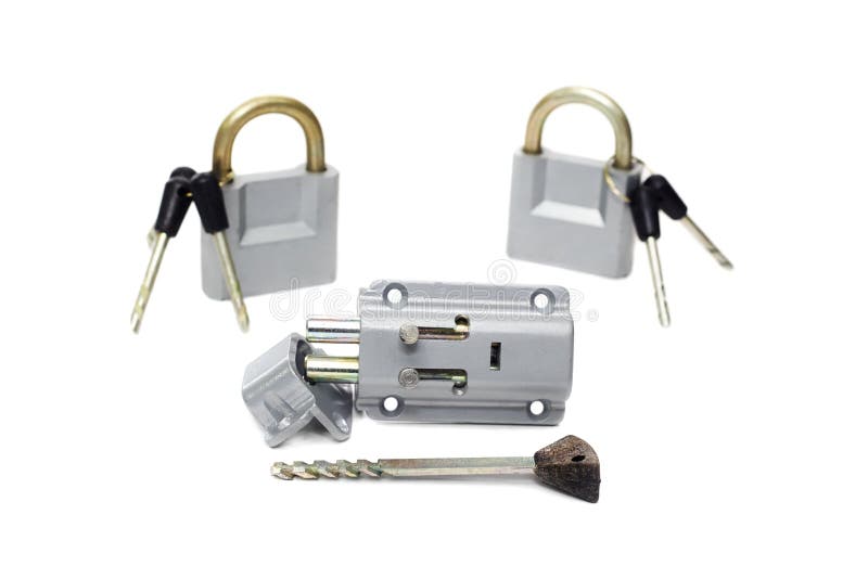 Door lock and two padlocks stock photo. Image of knob - 38781058