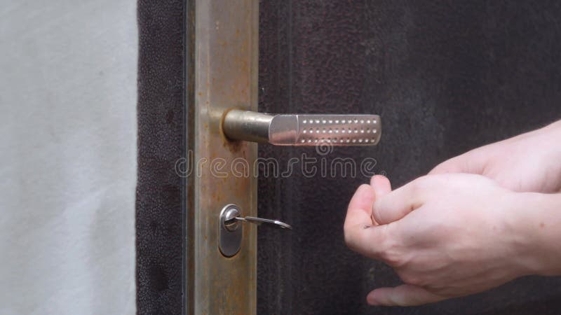 Close Up Man Open Door Lock with Master Key Stock Footage - Video of ...