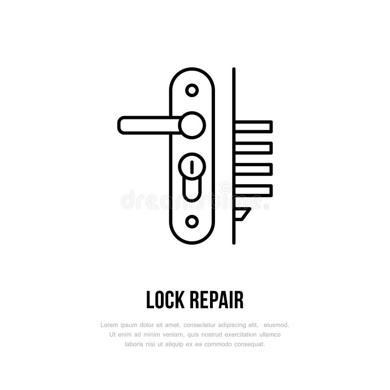 Door Locks, Handle Installation Logo, Repair Flat Line Icon. Lock ...