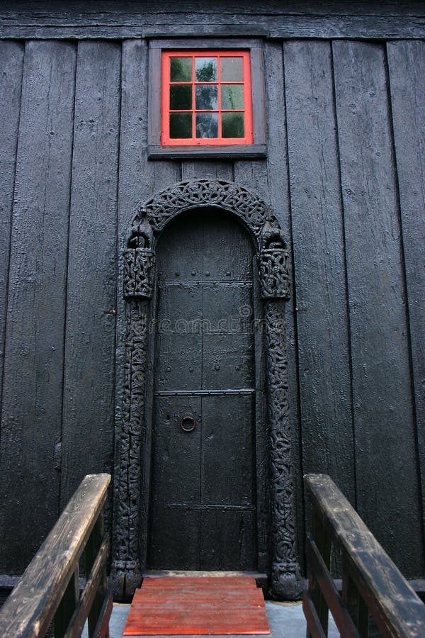 Door of the Lom Stave Church Stock Image - Image of mountain ...
