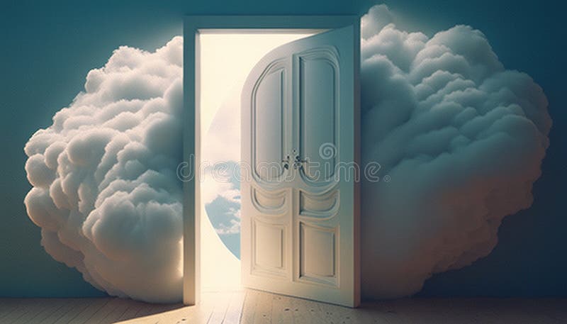 Door Made of Clouds, Digital Art Illustration, Generative AI Stock ...