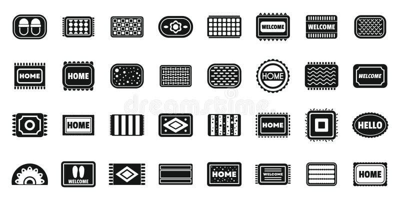 Door Mat Icons Set Simple Vector. Floor Office Stock Illustration ...