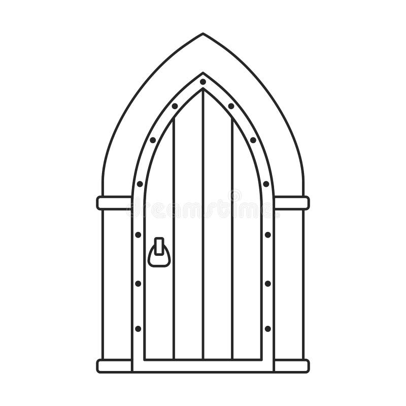 Door Medieval Vector Outline Icon. Vector Illustration Doors Castle on ...