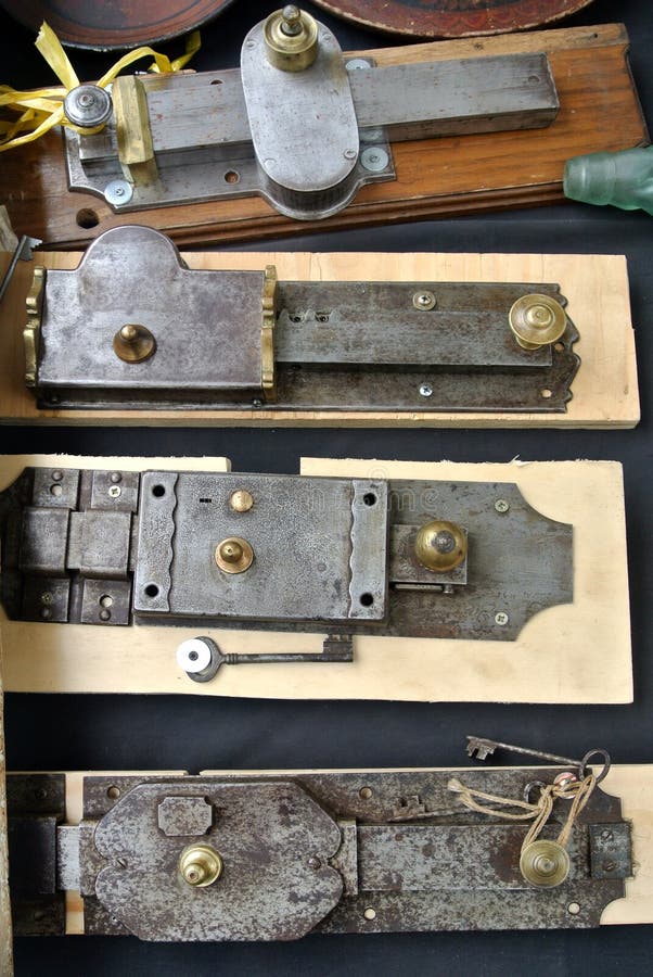 Ancient Locks on Wooden Door Stock Photo - Image of closeup, aged: 72104428