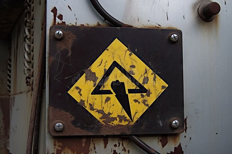 Door Metal Rusty Old Sign Warning Voltage High Stock Illustration ...
