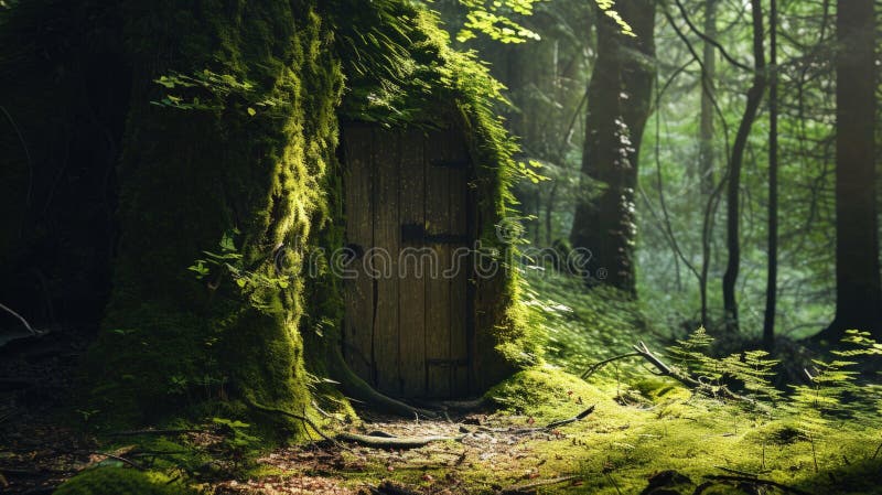 A Mysterious Door Hidden Amongst the Trees Stock Image - Image of ...