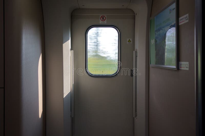 High-speed Train in a Railway Inside a Noise Barrier Stock Image ...
