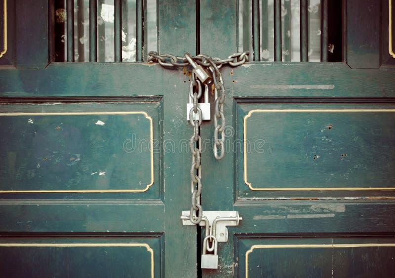 Door of an Old House Locked by a Chain Stock Image - Image of italy ...