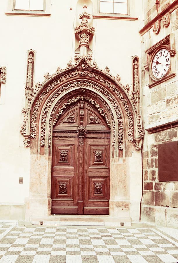 Door in Old town hall stock image. Image of decorations - 84240489