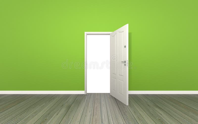 Door Open on Color Wall ,3d Stock Illustration - Illustration of ...