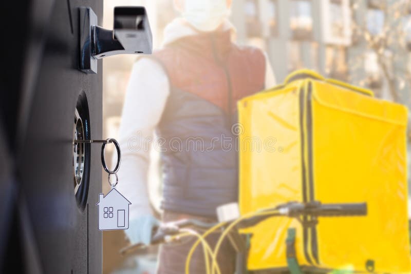 The Door is Open To the Delivery Man Stock Image - Image of grab ...