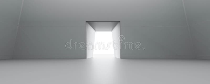Door Opening on Abstract Pyramid Building Inside 3d Render Illustration ...