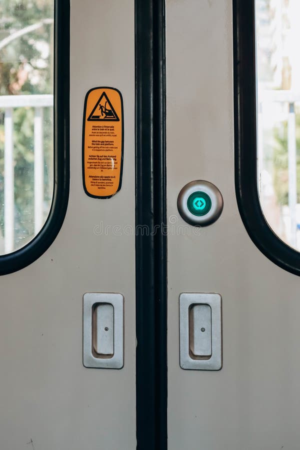 Door Opening Button on the SNCF Train Editorial Photography - Image of ...