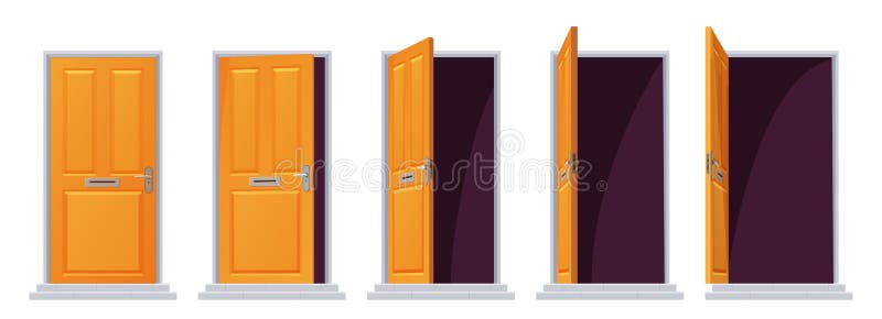 Door Opening Sequence, Animation Set, Different Positions of Open, Ajar ...
