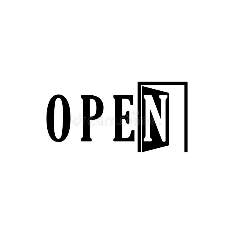 The Door Opens With The Words Open Isolated On White Background Stock Vector Illustration Of