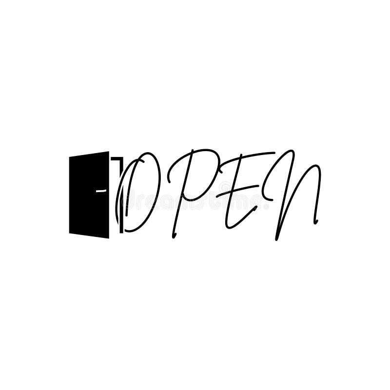 The Door Opens With The Words Open Isolated On White Background Stock Vector Illustration Of