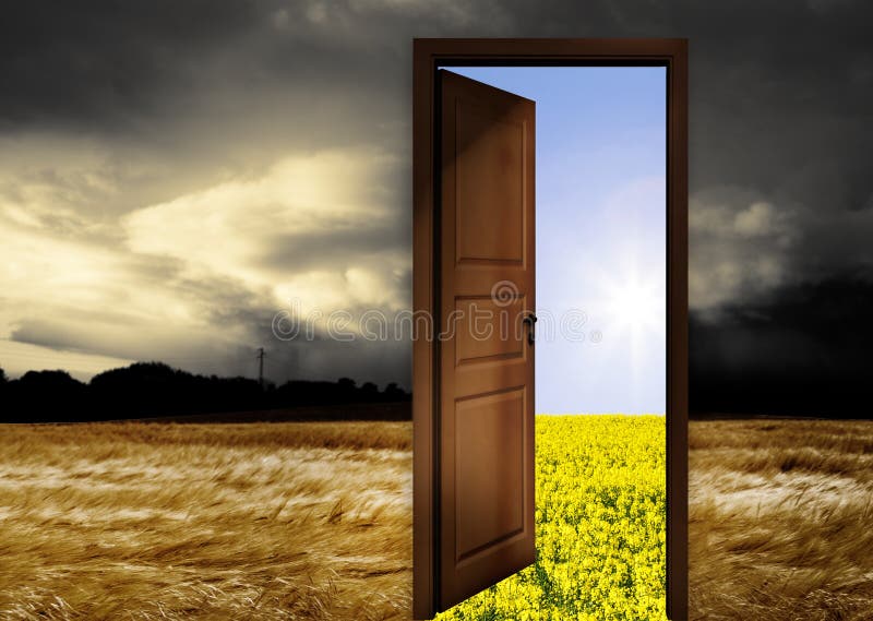 Door into a Green Landscape Stock Photo - Image of abstract, door ...