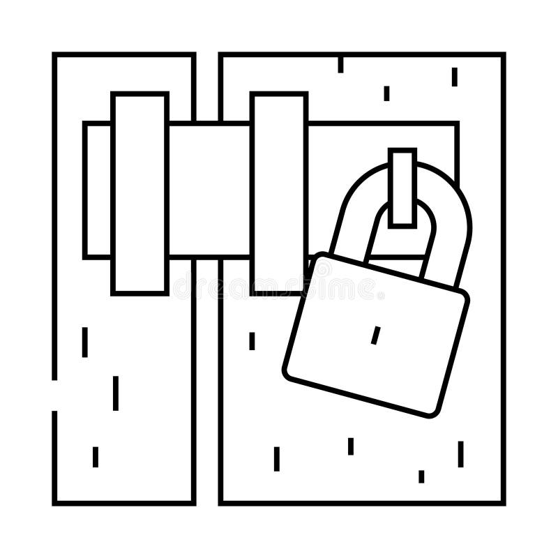 Door Padlock Line Icon Vector Illustration Stock Illustration ... Door Padlock Line Icon Vector Illustration Stock Illustration ...