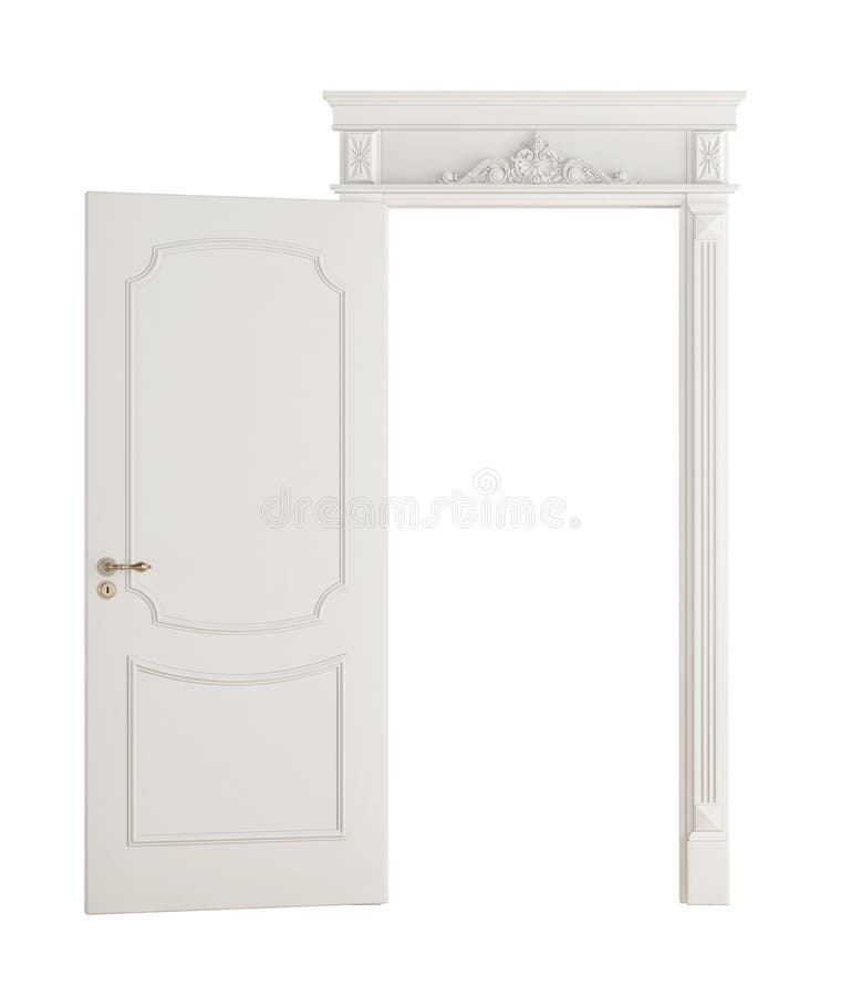 Door Partially Open Showing Empty Doorway on White Background Stock ...