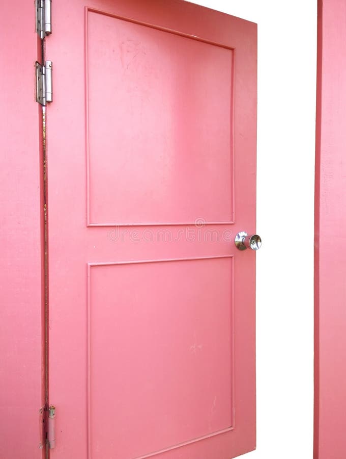 Pink Door. Open Door and White Back Side. Stock Photo - Image of ...