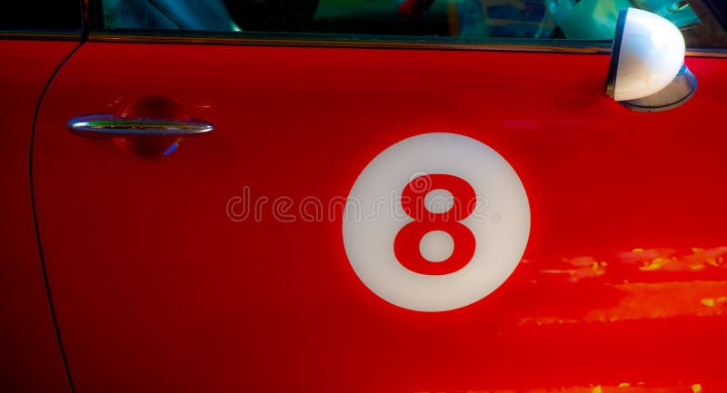 Door of a Red Car with Number 8 Drawn on it Stock Image - Image of ...