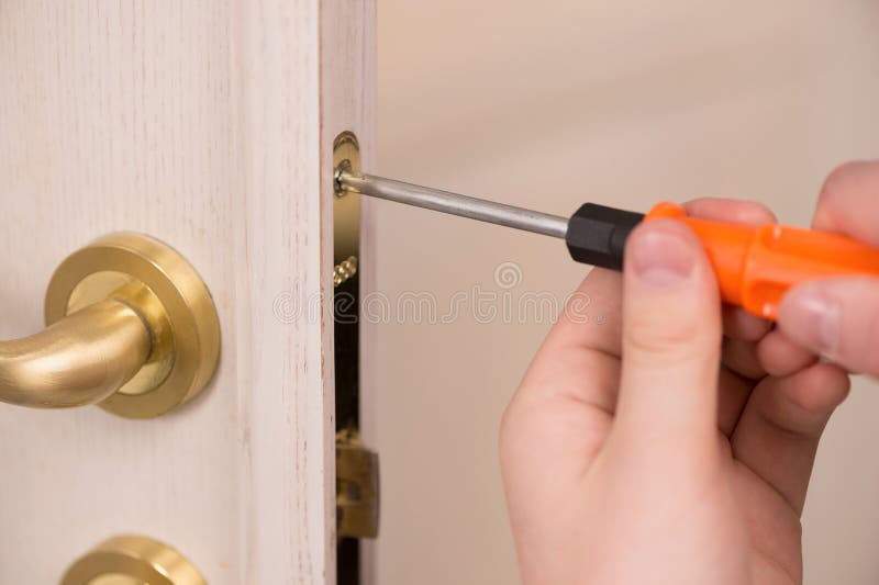 Door repairing. stock photo. Image of closeup, home, repairing - 32658094
