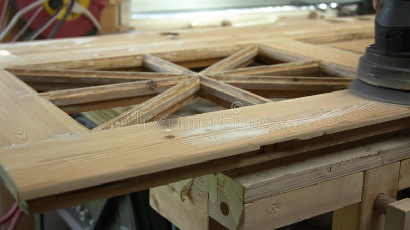 Door Sanding Work on Wood with Tools To Restores 100-year-old Double ...