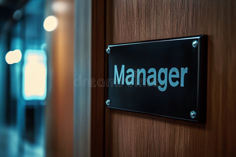 Door Sign with Text Manager in Office Stock Illustration - Illustration ...