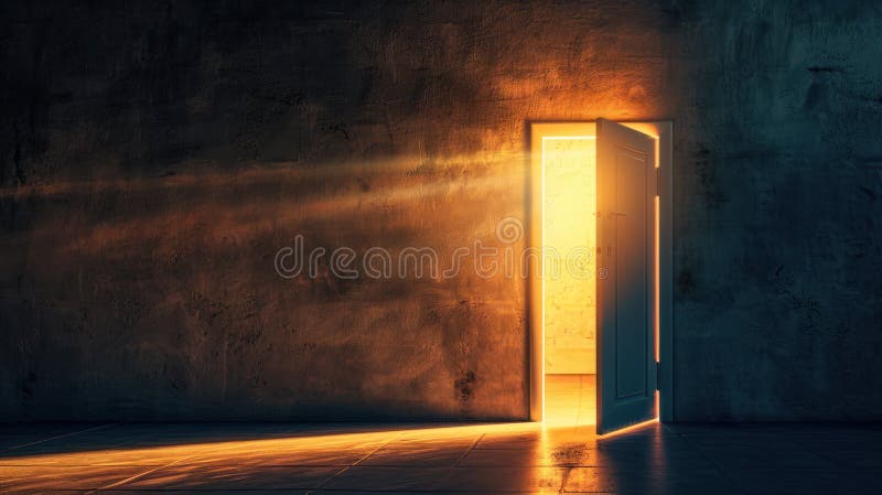 A Door Slightly Ajar with a Welcoming Light Shining through ...