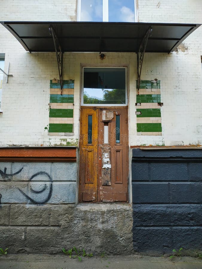 The Door without Stairs in Brick Wall Stock Image - Image of brick ...