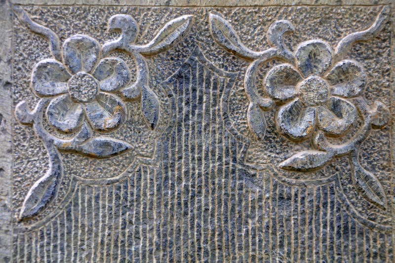 Door Stone Engraving Flowers Stock Image - Image of architecture ...