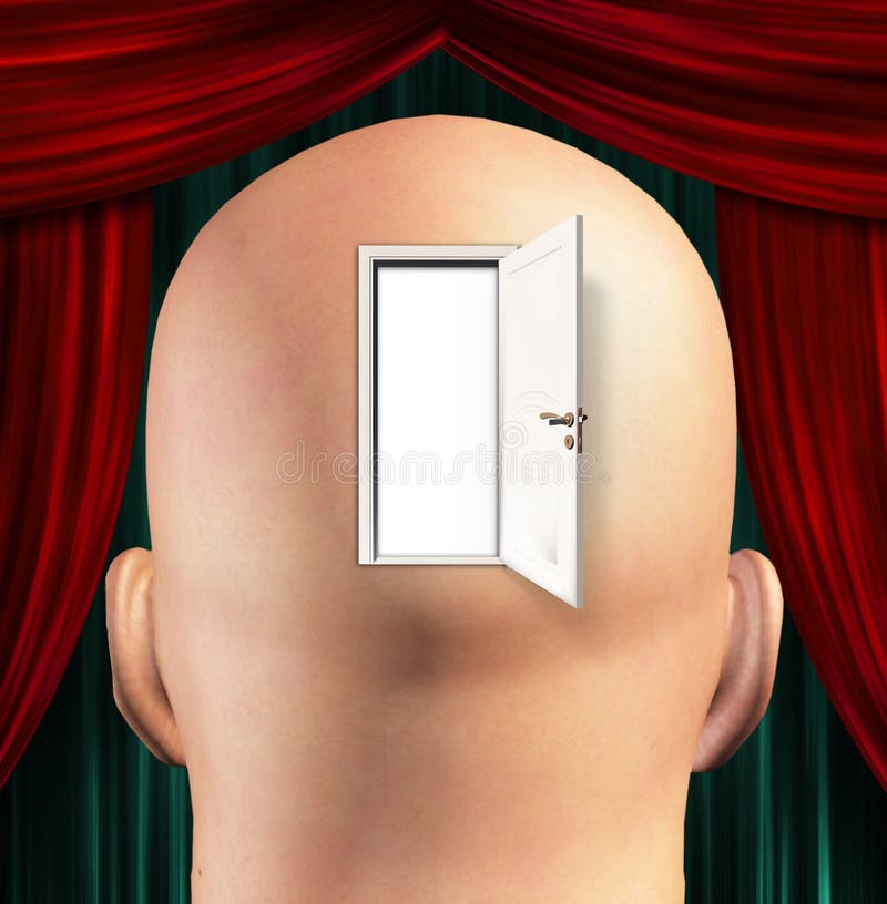 Mans Mind Opened To Human Light Bulb Stock Illustration - Illustration ...