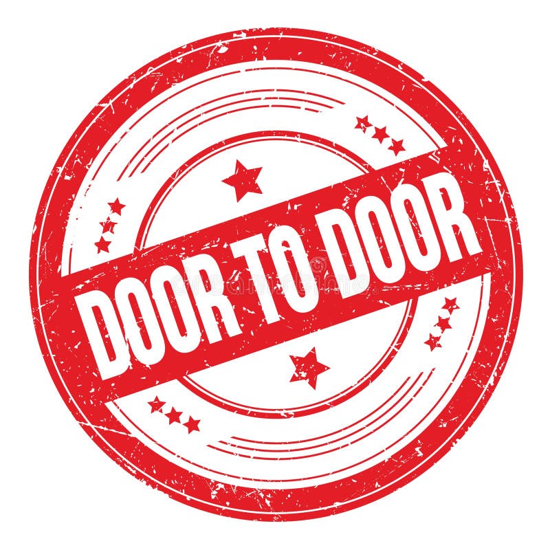 DOOR TO DOOR Text on Red Round Grungy Stamp Stock Illustration ...