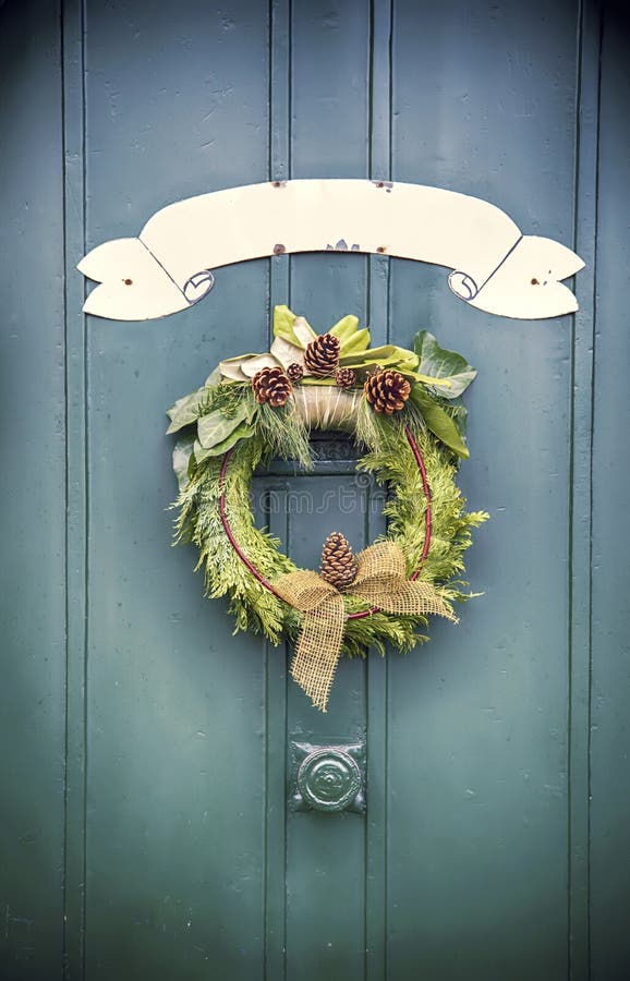 Door with welcome banner stock image. Image of home, banner - 37493521