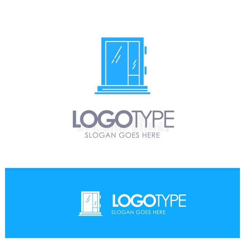 Door, Window, Building, Construction, Repair Blue Solid Logo with Place ...