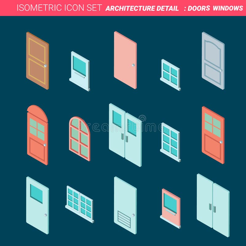 Door and Window Vector Set for Building Exterior Stock Vector - Illustration of design ...
