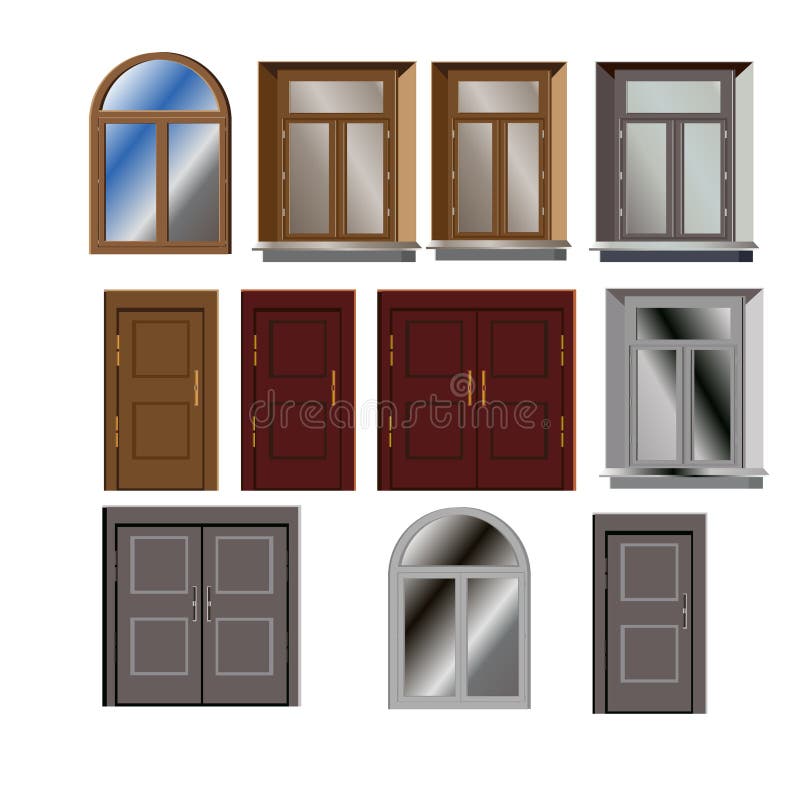 Door and Window Vector Set for Building Exterior Stock Vector ...