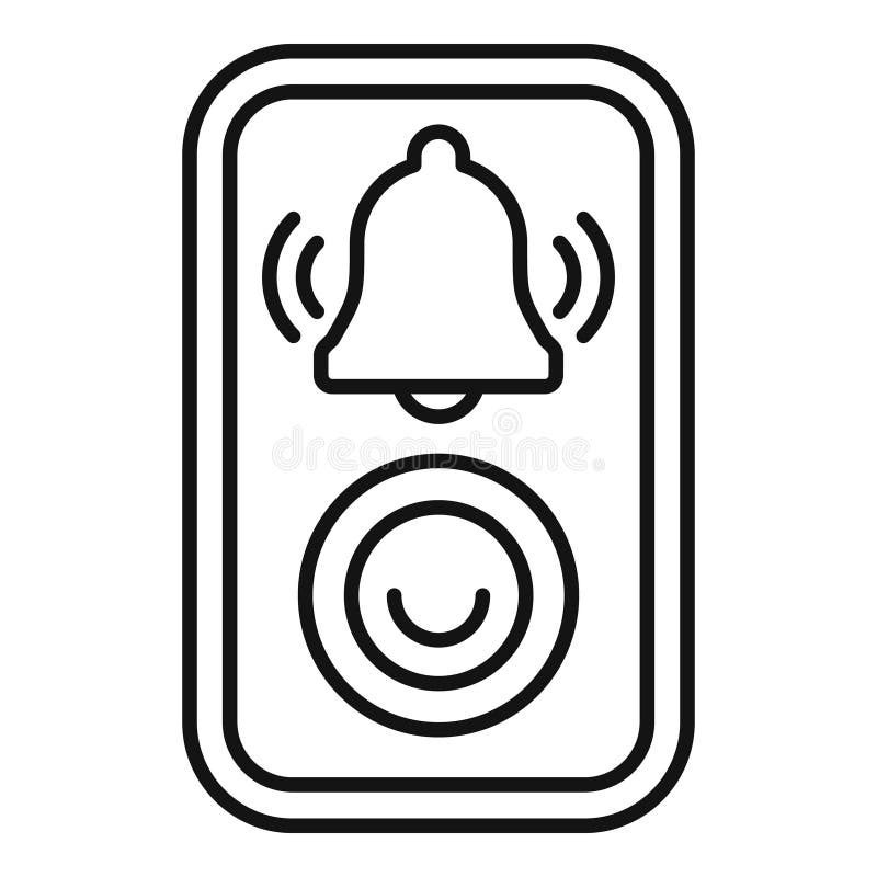 Doorbell is Ringing with Sound Waves Icon Outline Style Stock ...