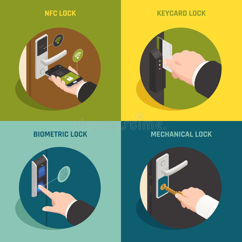 Doorlock Systems Design Concept Stock Vector - Illustration of ...