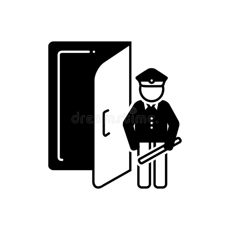 Black Solid Icon for Doorman, Doorkeeper and Servant Stock Vector ...