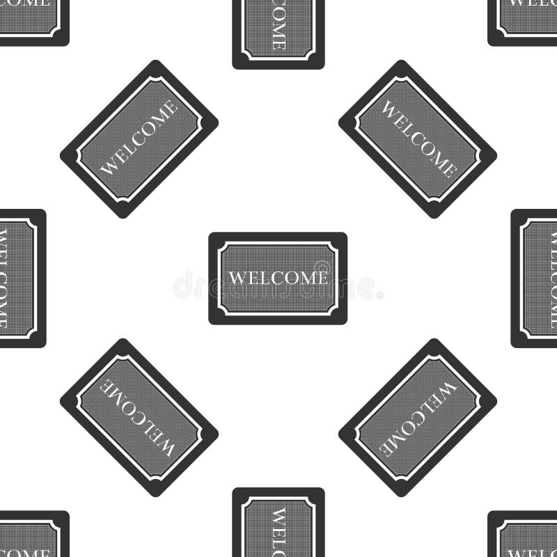 White Doormat with the Text Welcome Icon Isolated with Long Shadow ...