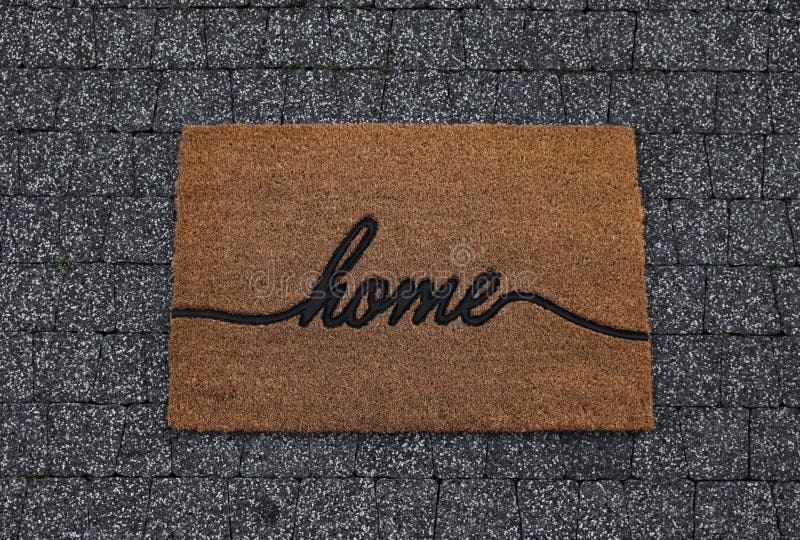 Doormat with Word Home on Pavement, Top View Stock Photo - Image of ...