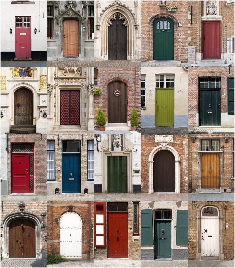 Collage of Doors from Bruges, Belgium Stock Photo - Image of european ...