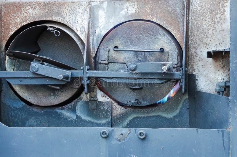 Doors of a Cast Iron Stove with Fire Inside Stock Image - Image of ...