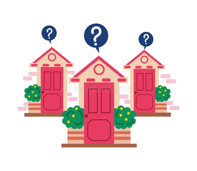 3 doors, 3 options concept stock vector. Illustration of choice - 137072385