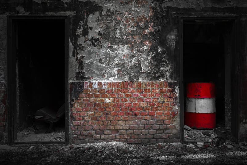 Doors in a Desolate Industrial Building Stock Photo - Image of paint ...