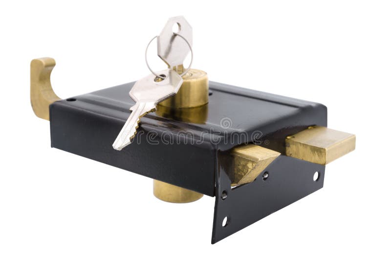 Doors and Door Handles with Key Isolated on White Stock Photo - Image ...