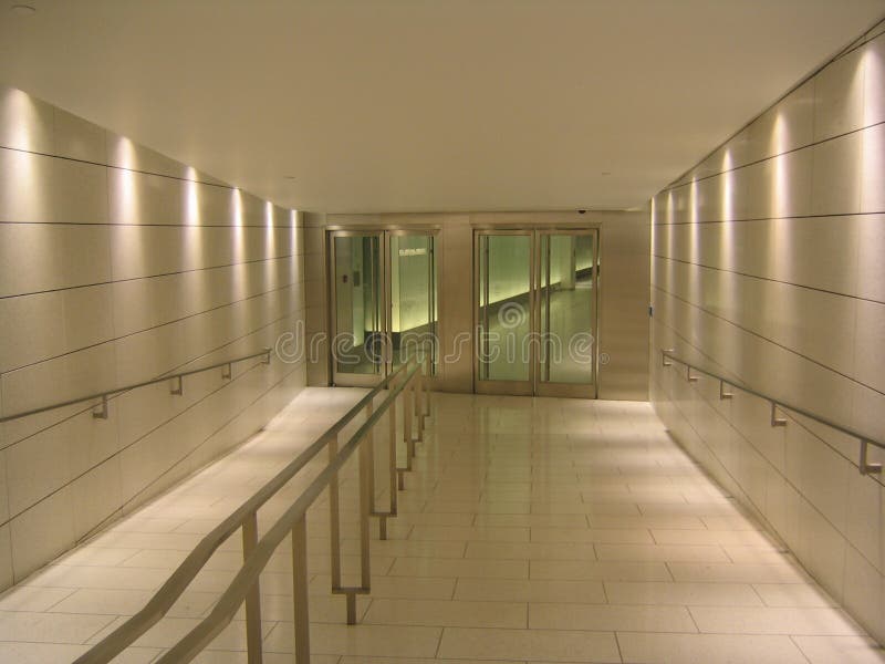 Underground Corridor, Signs and Back-lighted Walls Stock Photo - Image ...